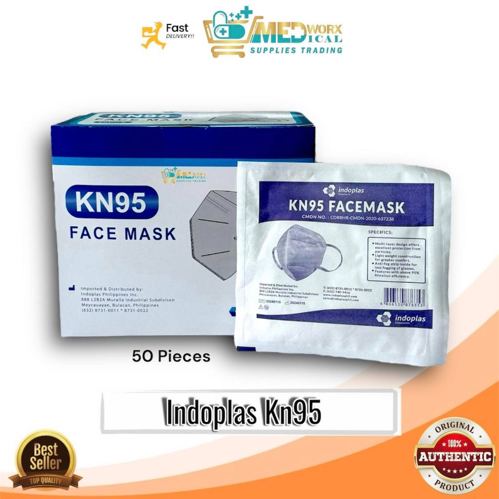 ( 50 Pcs ) Indoplas KN95 Disposable Face Masks | 5 -Ply | 1 Box ...