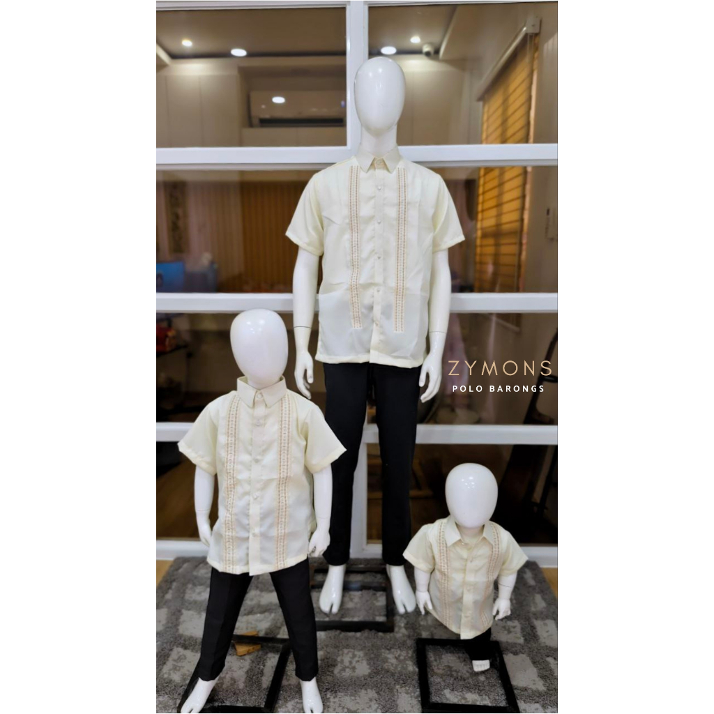 ZYMONS CREAM FABRIC MOCHA BURDA CHURCH AND OFFICE POLO BARONG | Shopee ...