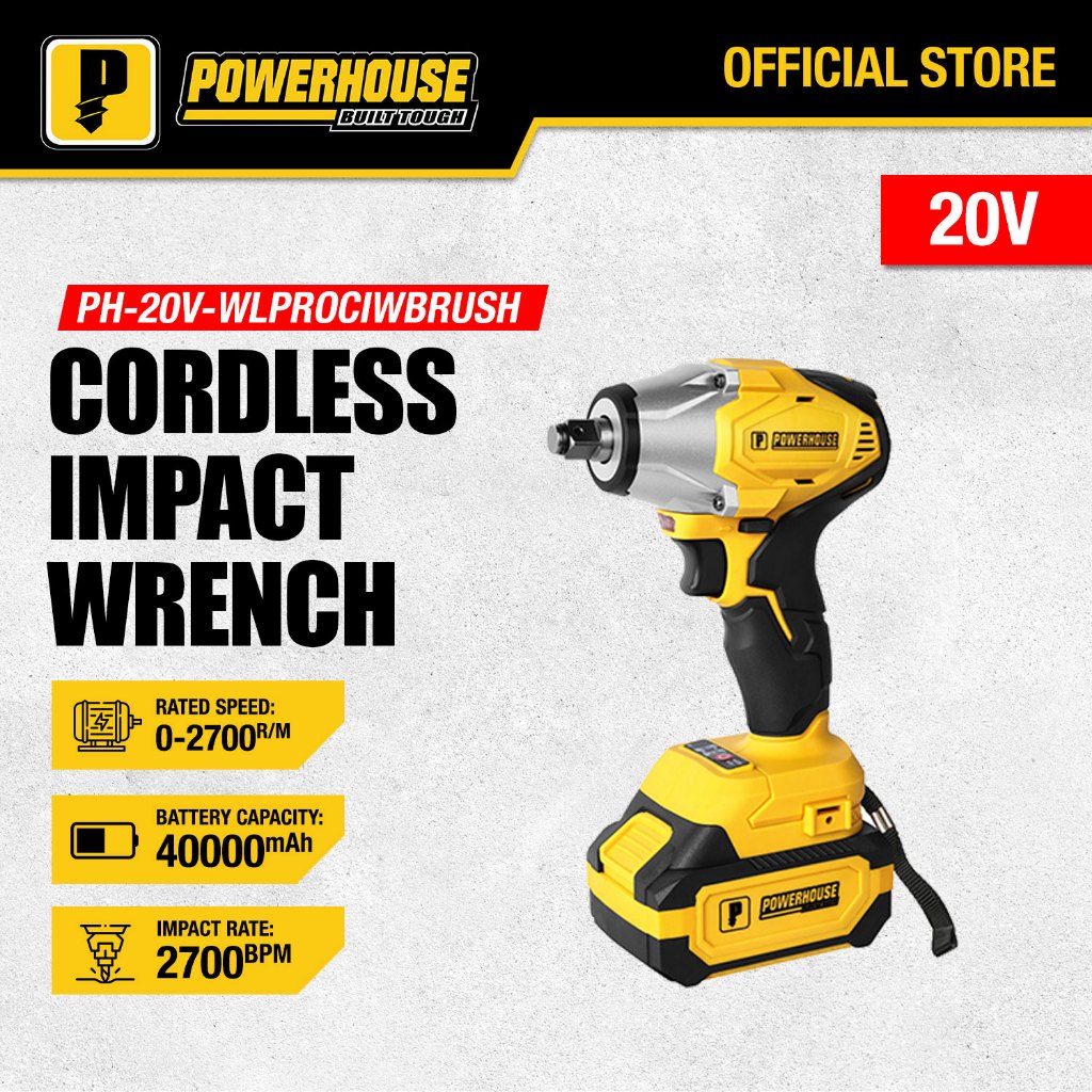 Powerhouse Cordless Impact Wrench 20V 4.0 Ah Li-Ion Ph-20v-Wlprociwbruh Phpt | Shopee Philippines