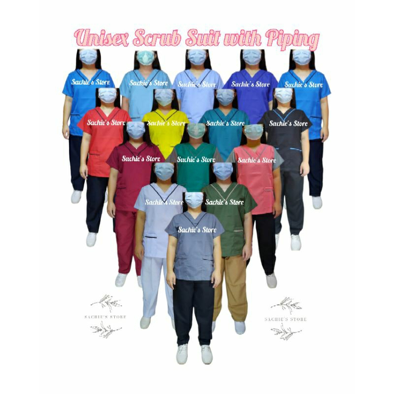 [Medical Uniform Unisex] Scrub Suit Set VNeck - Tetoron/Katrina Fabric ...