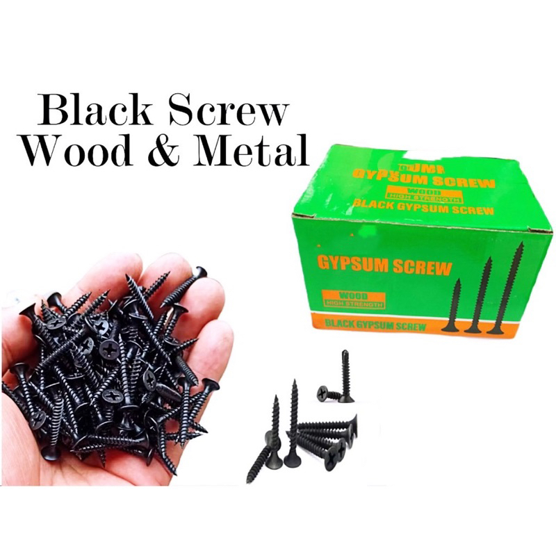per box Black Screw for wood and metal | Shopee Philippines