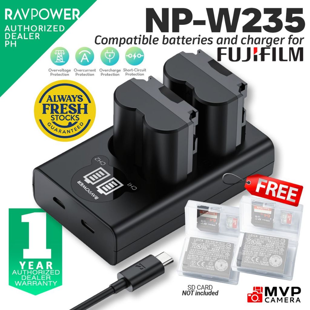 RAVPOWER NP-W235 NPW235 W235 Battery Charger Fuji Fujifilm GFX 50S 100S XH2S XT4 XT5 MVP CAMERA ...