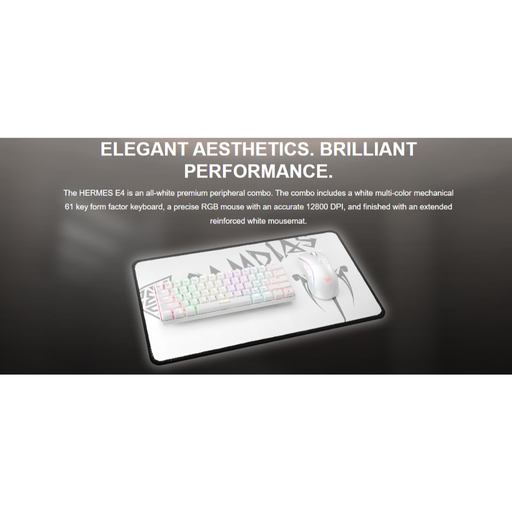 GAMDIAS HERMES E4 3-in-1 WHITE GAMING COMBO RGB 12800 DPI Ergonomic ...