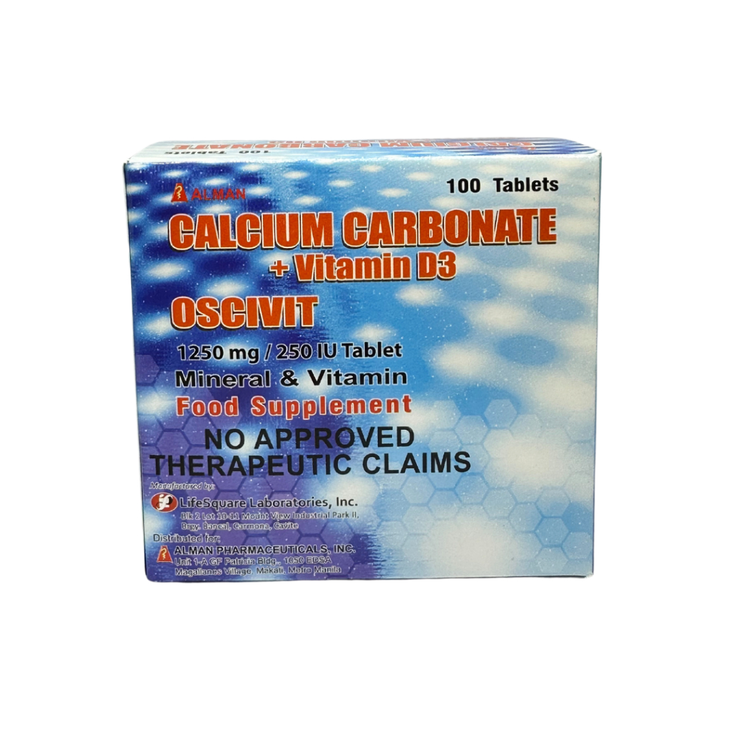 Calcium Carbonate + Vitamin D3 1250mg/250 IU - Bone Health Support ...