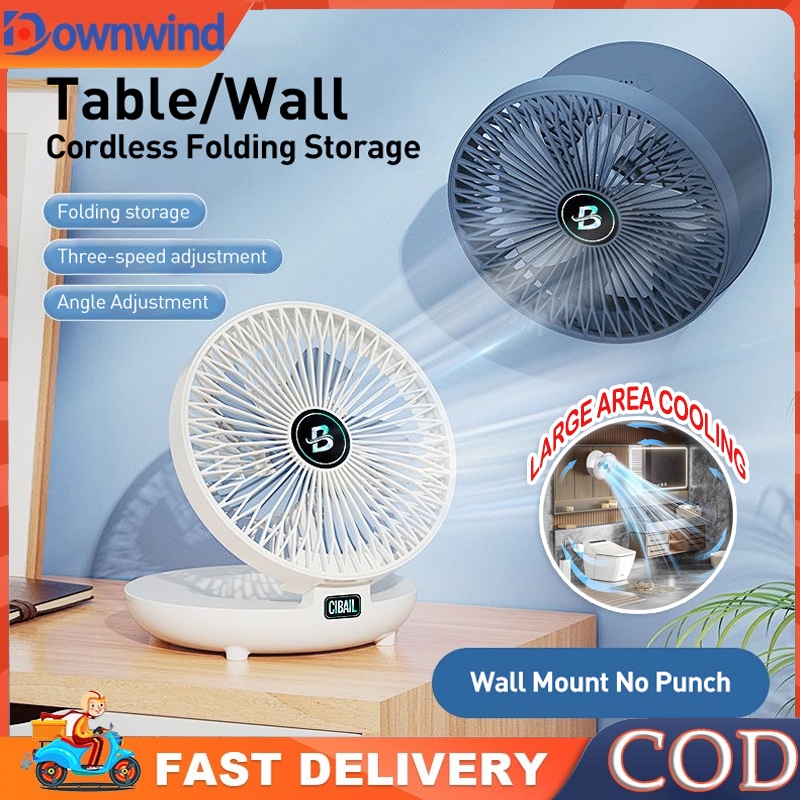 1200mAh 3Speed Strong Wind Desk Fan Portable Folding Electric Fan ...