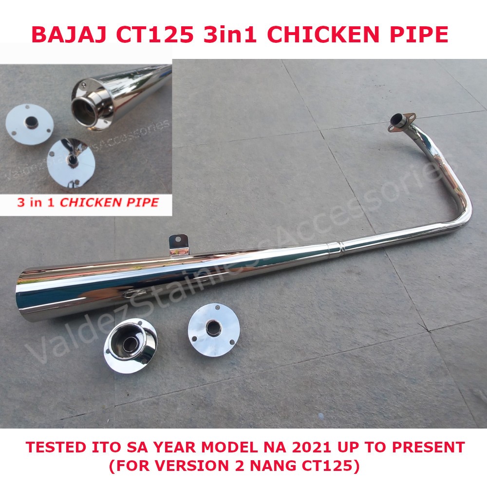 Bajaj CT125 , Stainless Chicken Pipe, Full System Muffler, 3in1 for ...