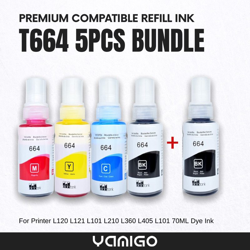 Buy 4 Get 1 Free! 664 003 Refill Ink Set Of 4pcs W/ Isa Black | Shopee ...