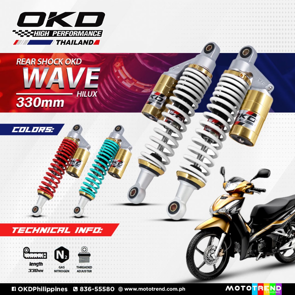 OKD Hilux Model Dual Rear Shock with Canister for Honda Wave 330mm ...