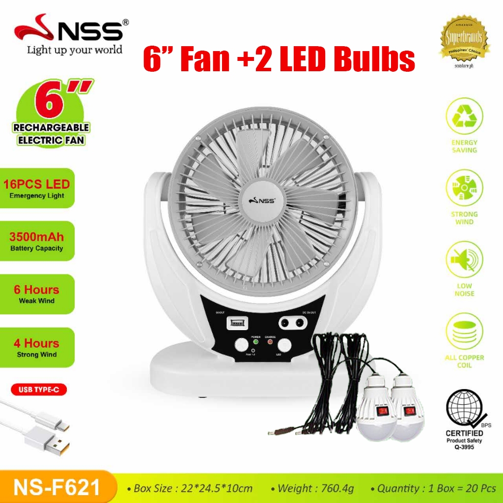 NSS Solar Desk Fan With Solar Panel 6/8 Inch Portable Rechargeable ...
