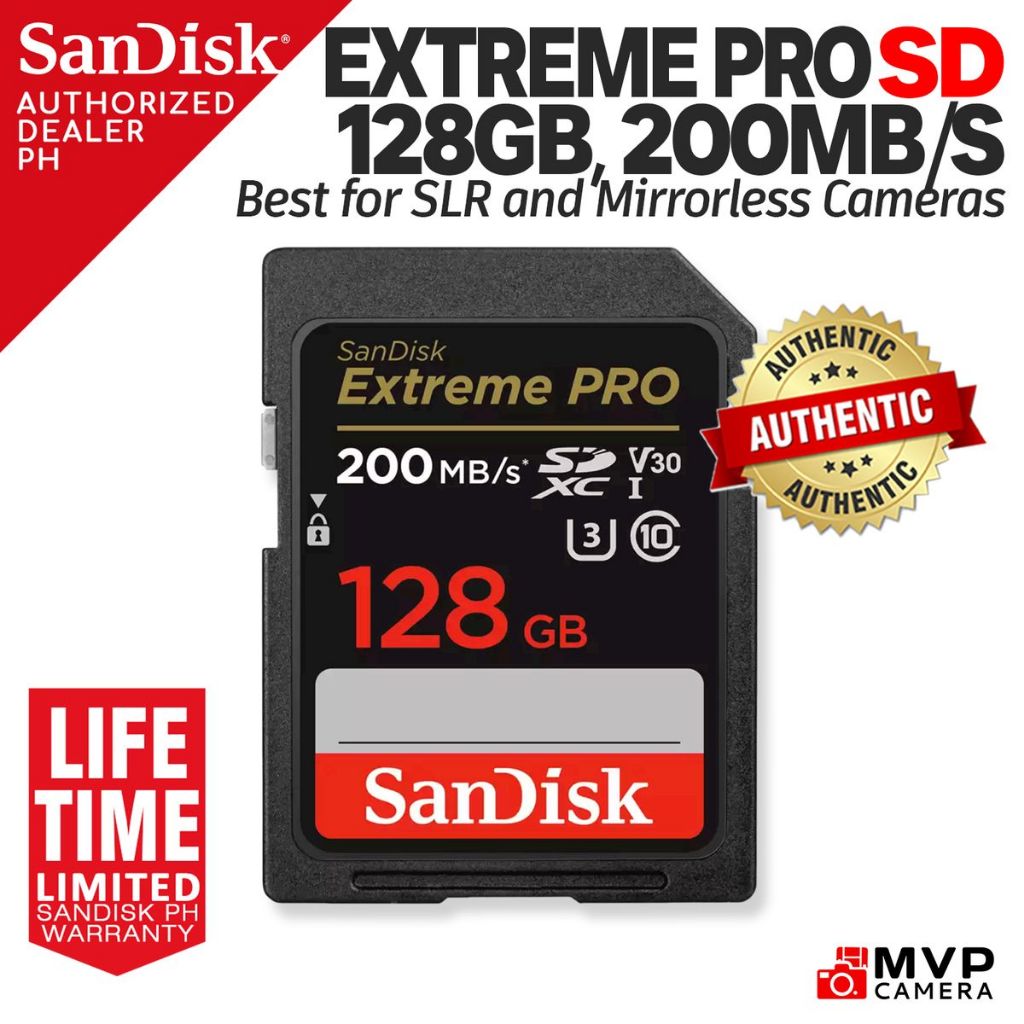 [NEW MODEL 200 mb/s] SANDISK Extreme Pro SD Card 128GB SDSDXXD-128G-GN4IN V30 U3 UHS-I MVP ...