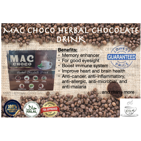 MAC CHOCO WITH BOX || CHOCOLATE W/ MALUNGGAY & BARLEY HERBAL DRINK ...