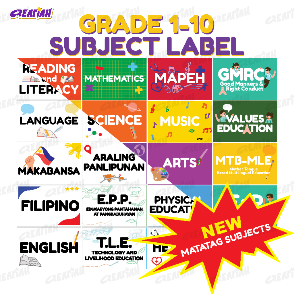 Subject Sticker Labels Quality Print Subjects Grade 1-10 Back to School ...
