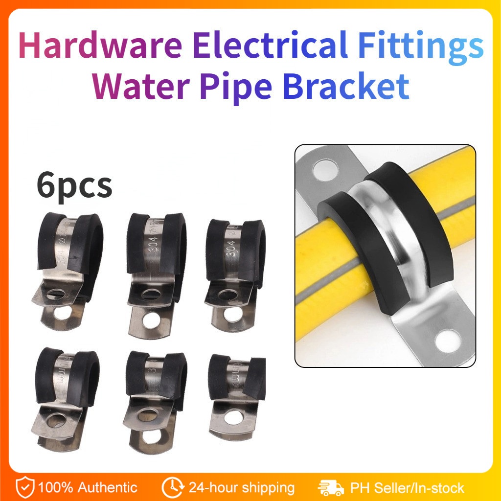 6pcs Stainless Steel Rubber Lined P Clips Cable Mounting Hose Pipe ...