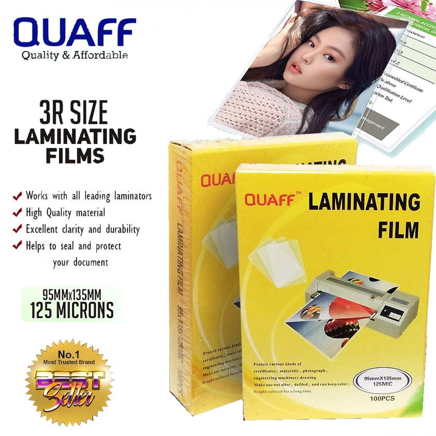 QUAFF Laminating Film 3R / 4R / 5R 125micron/250micron (100 films / pack) l XPD | Shopee Philippines