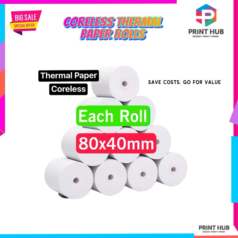 Hig Quality Thermal Paper-80x40mm 80x38mm Coreless Clear print ,POS ...