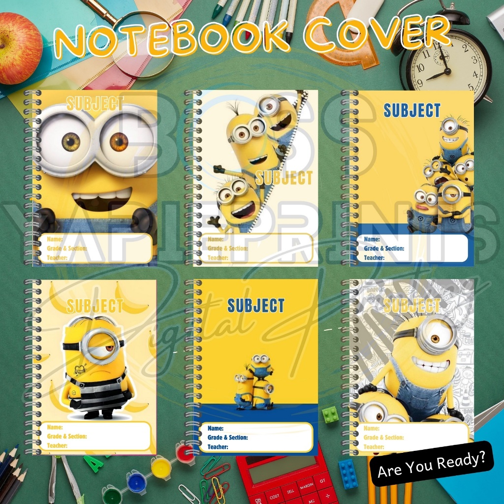 CUTE MINIONS NOTEBOOK COVER DESIGN WITH NAME, SUBJECT AND SECTION ...