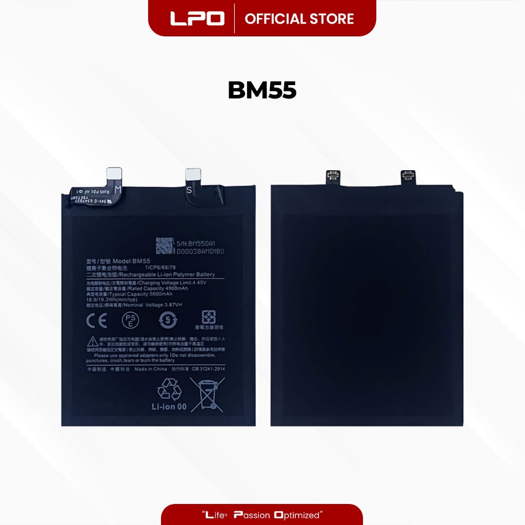 LPO Cellphone Battery BM55 3.8V 19.3Wh 5000mAh Compatible With Xiaomi ...