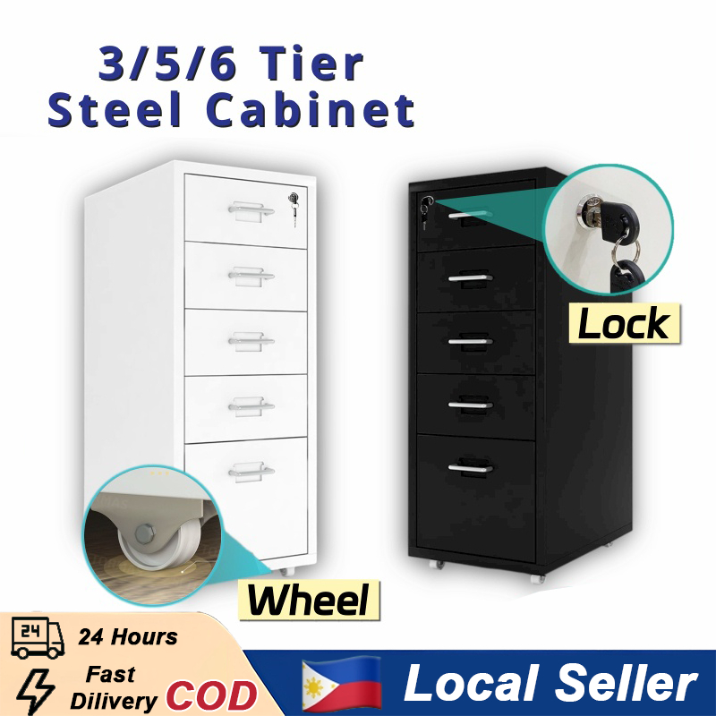 3/5/6 Layer Metal Drawer Storage Home Office Lock Drawer File Cabinet ...