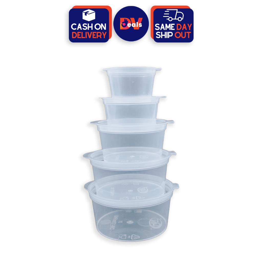 DVDEALS Sauce Cup - with Hinged Lids 5pcs Plastic Take-out Sauce Cup ...