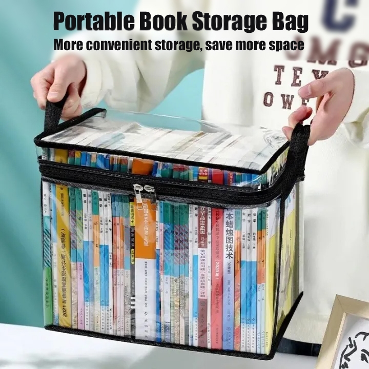 Book Storage Bag Transparent Dust Proof Collection Stackable Case ...