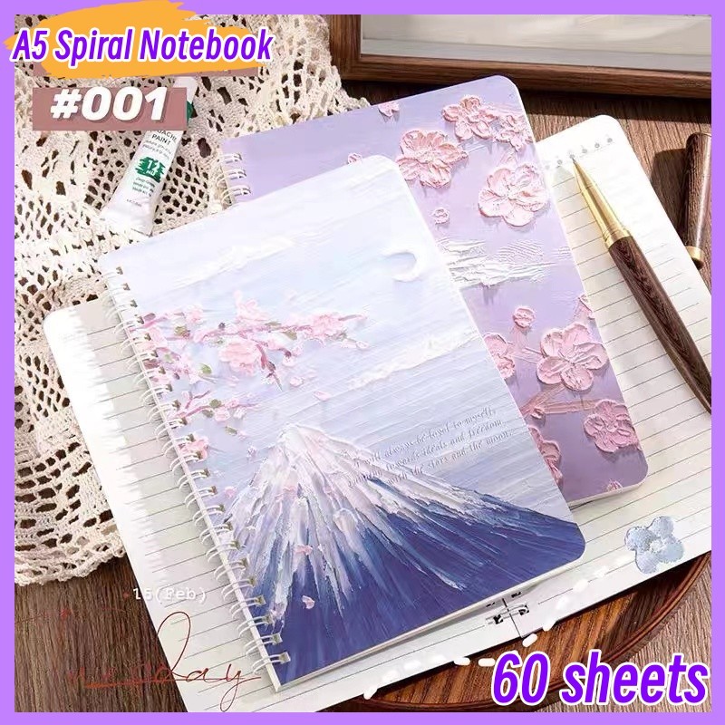 A5 Oil Painting Coil Notebook Spiral Landscape aesthetic notepad ...