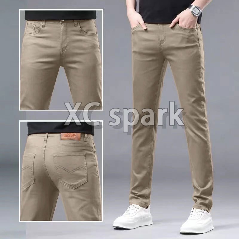 COD 5 colors Men's khaki jeans Cotton Stretchable Straight Fit High ...