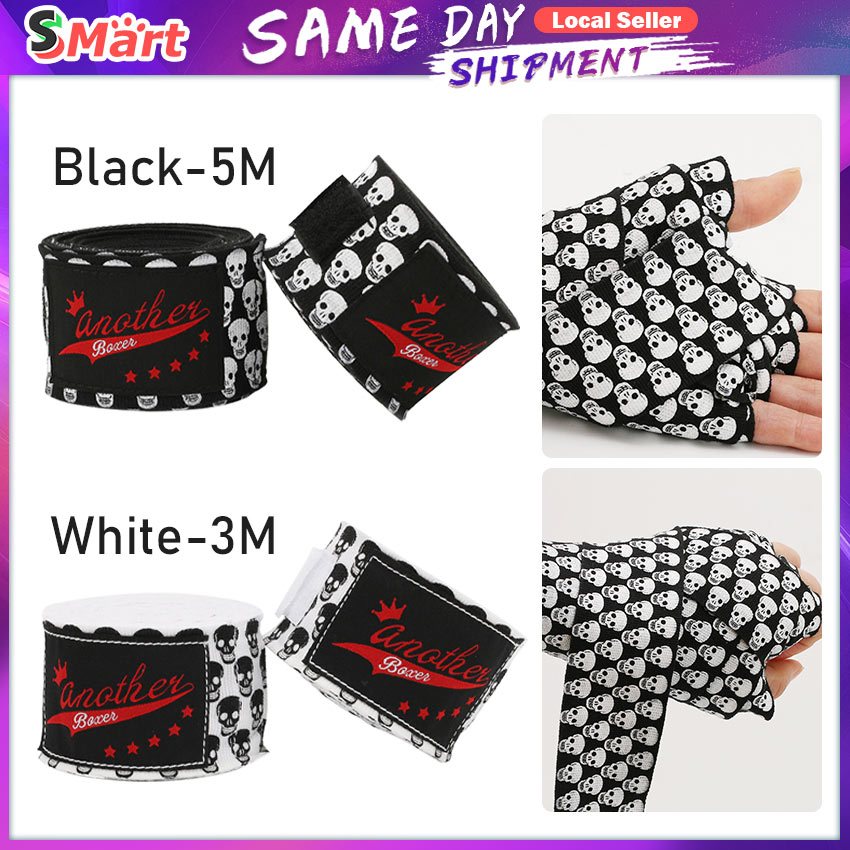 1 Pair 3/5m Hand Wraps Boxing Skeleton Print Poly&Cotton Training Tape ...