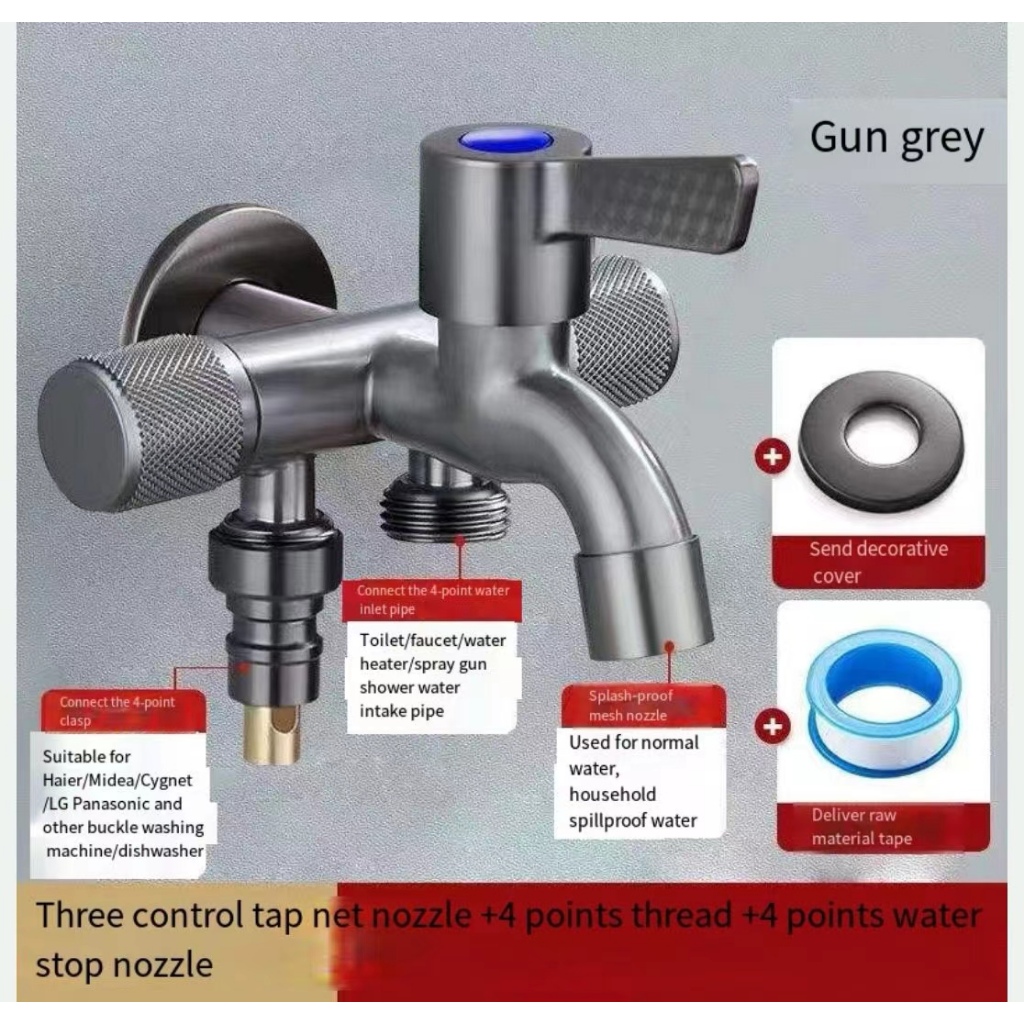 304 Stainless Steel Three Tap Multifunctional Stainless Steel Faucet ...