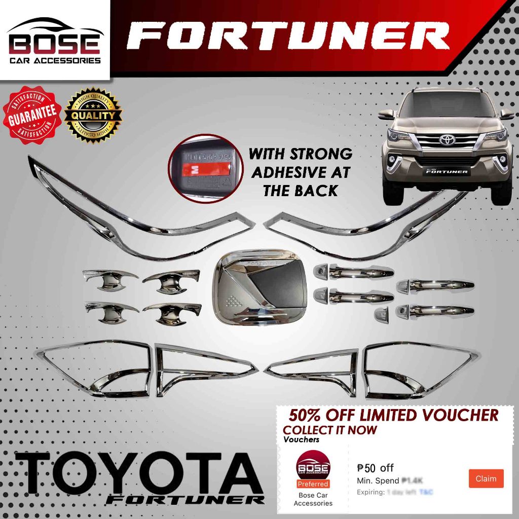 Toyota Fortuner V Garnish Cover Set Black/ Chrome 2016 2017 2018 2019 ...