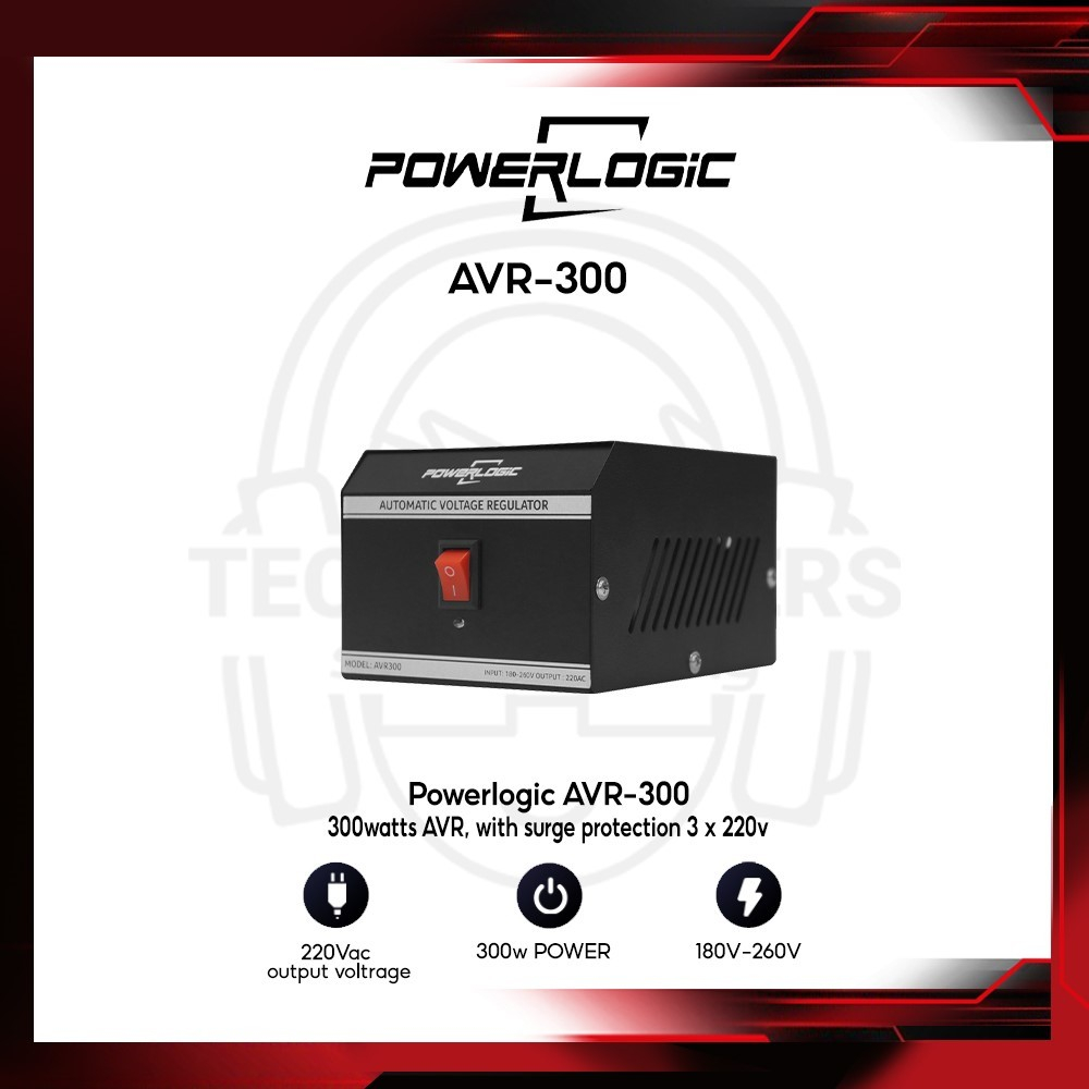 Powerlogic AVR-300 ( 300watts AVR, with surge protection 3 x 220v ...