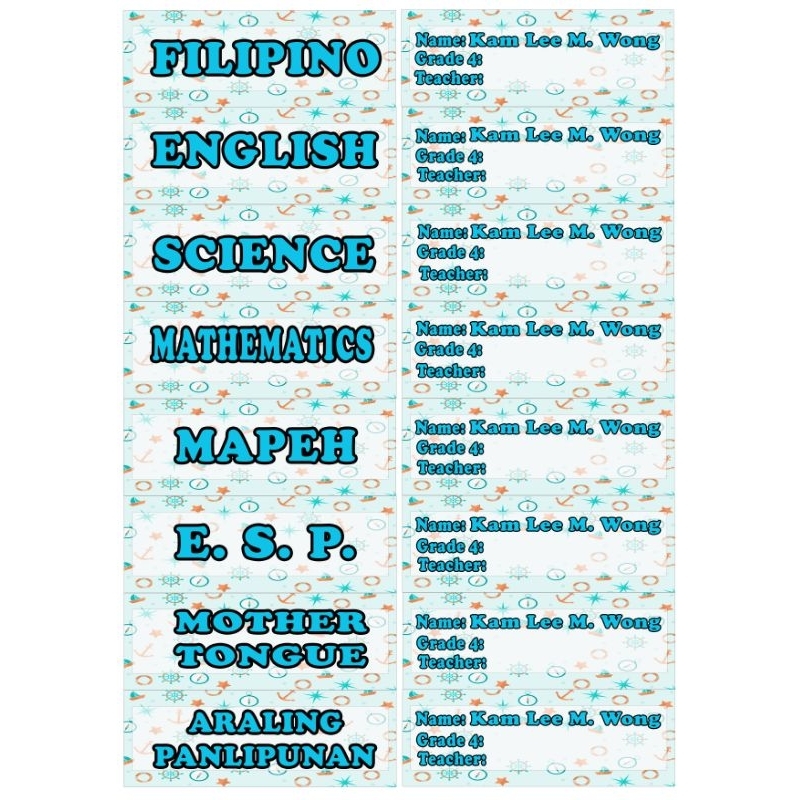 Costumized /Personalized Subject Sticker and Name Label | Shopee ...