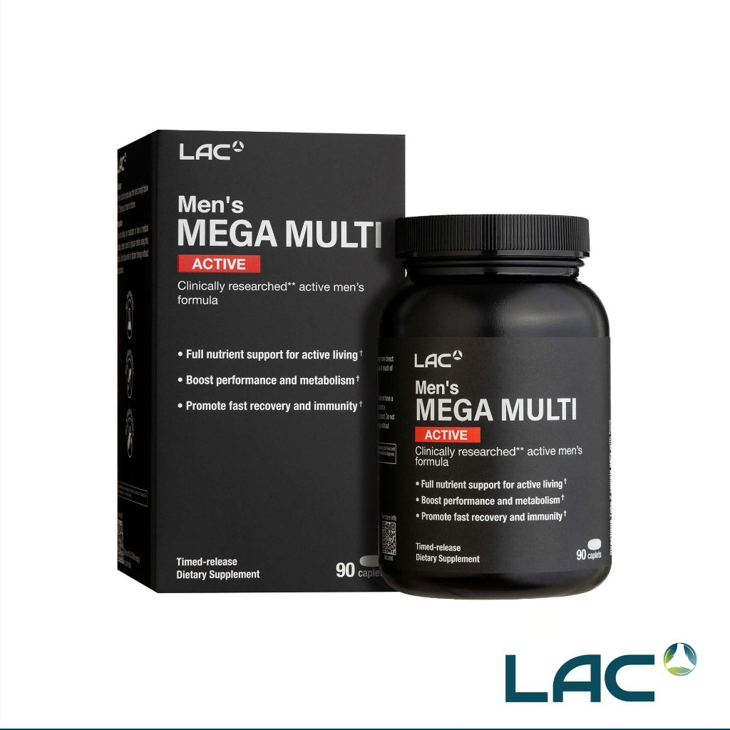 LAC Men's Mega Multi Active 90 Caplets - For Stronger Immunity (Consume Within February 2028 ...