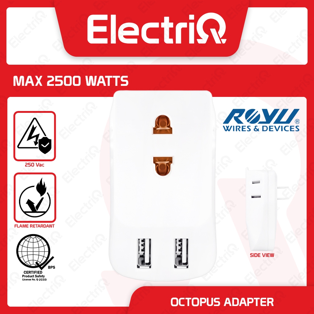 Electriq l Royu Octopus Adapter/Adaptor with 2-USB Port-REDPL124 ...