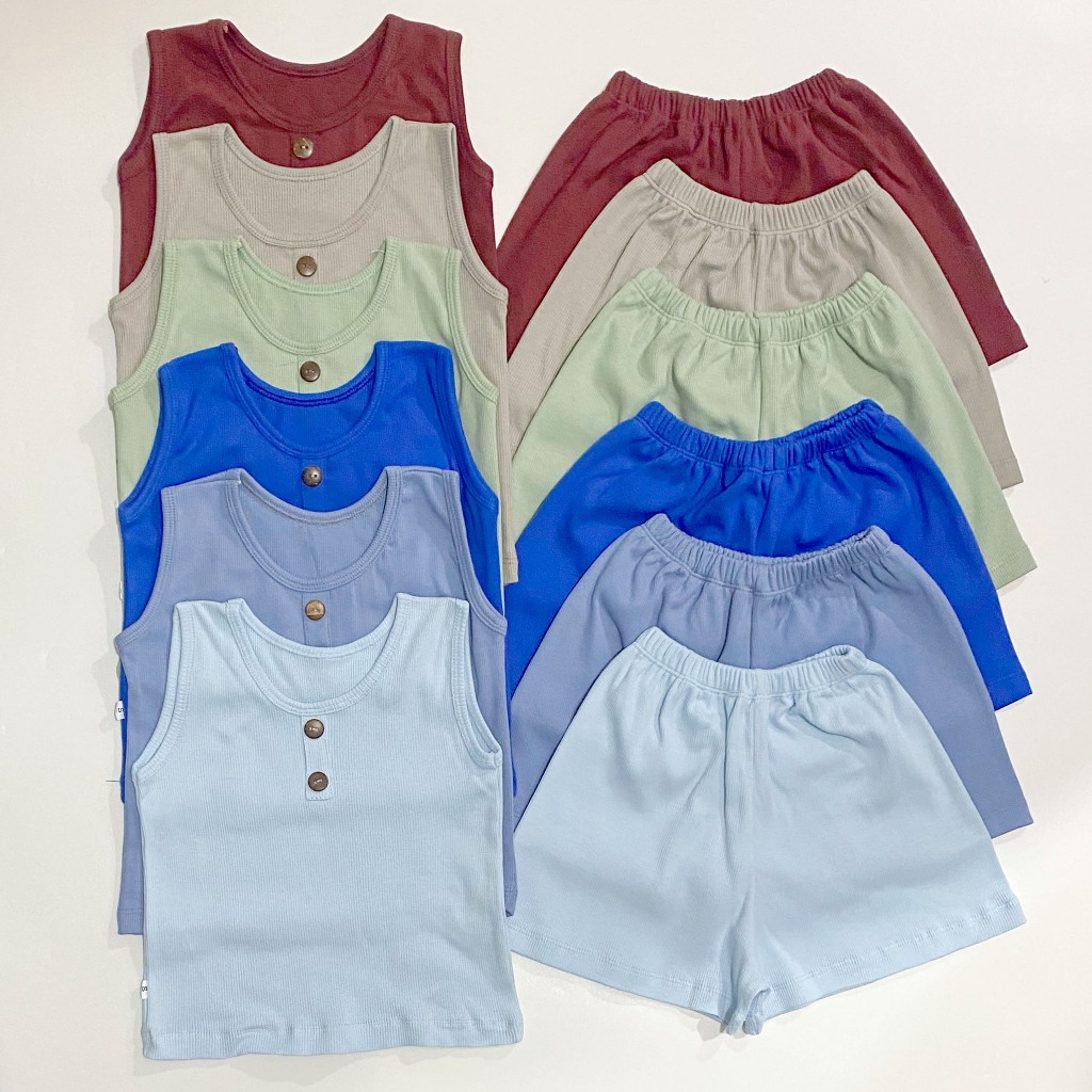 Rib Knit Cotton Sando Tank Top & Shorts Set Terno Coords Baby Boy Kids ...