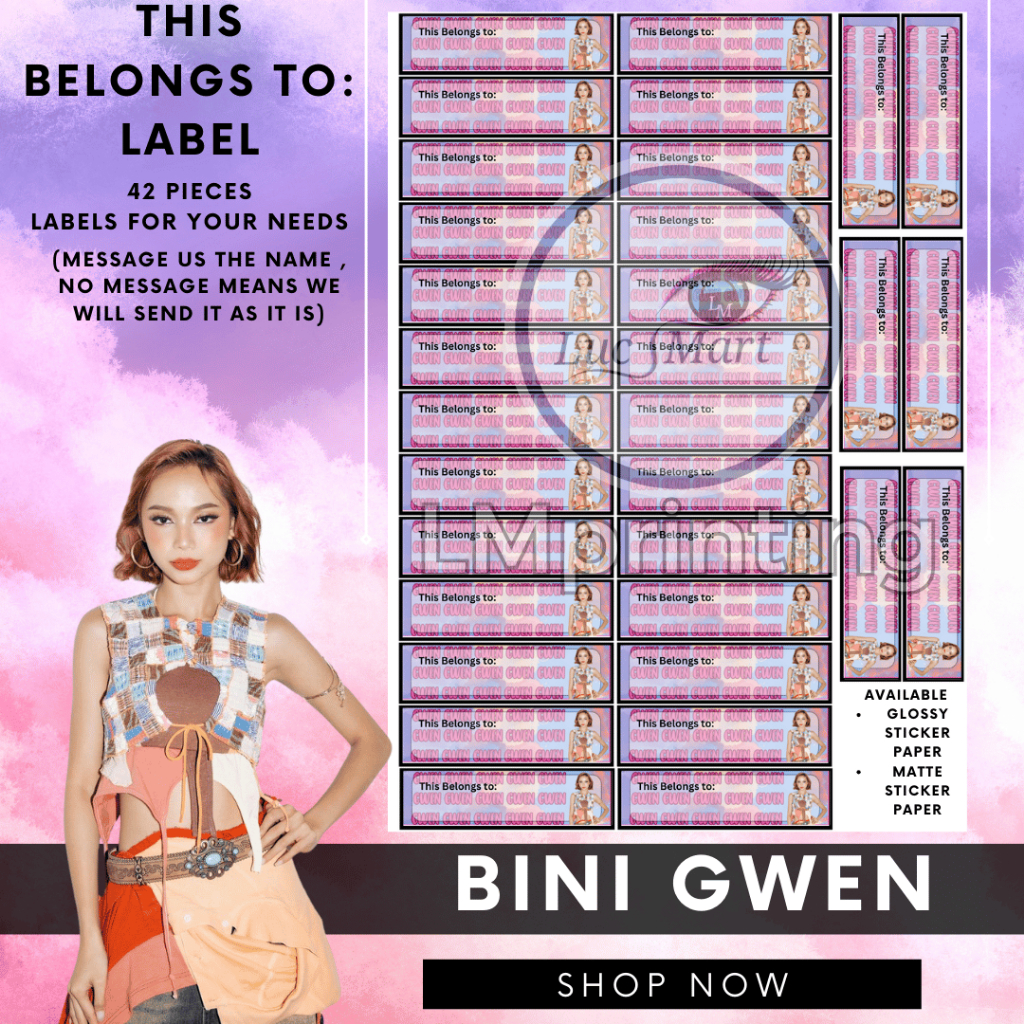 LUCSMART PRINT Bini Members - INSPIRED STICKERS - THIS BELONG TO LABEL ...