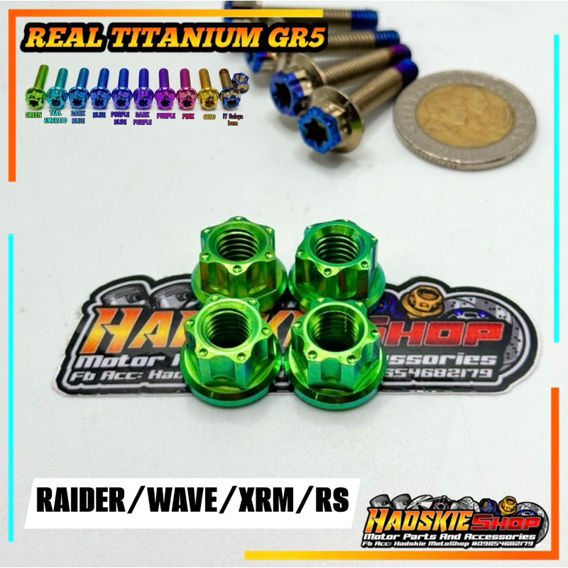 REAL TITANIUM GR5 RAIDER 150/WAVE/XRM/RS SPROCKET BOLTS M8 OPEN NUT SET ...