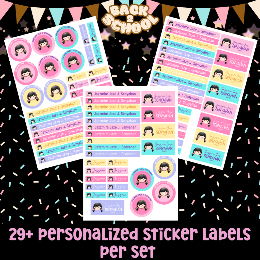 Personalized Name Label Stickers - 29+ Colorful Labels - Customizable ...