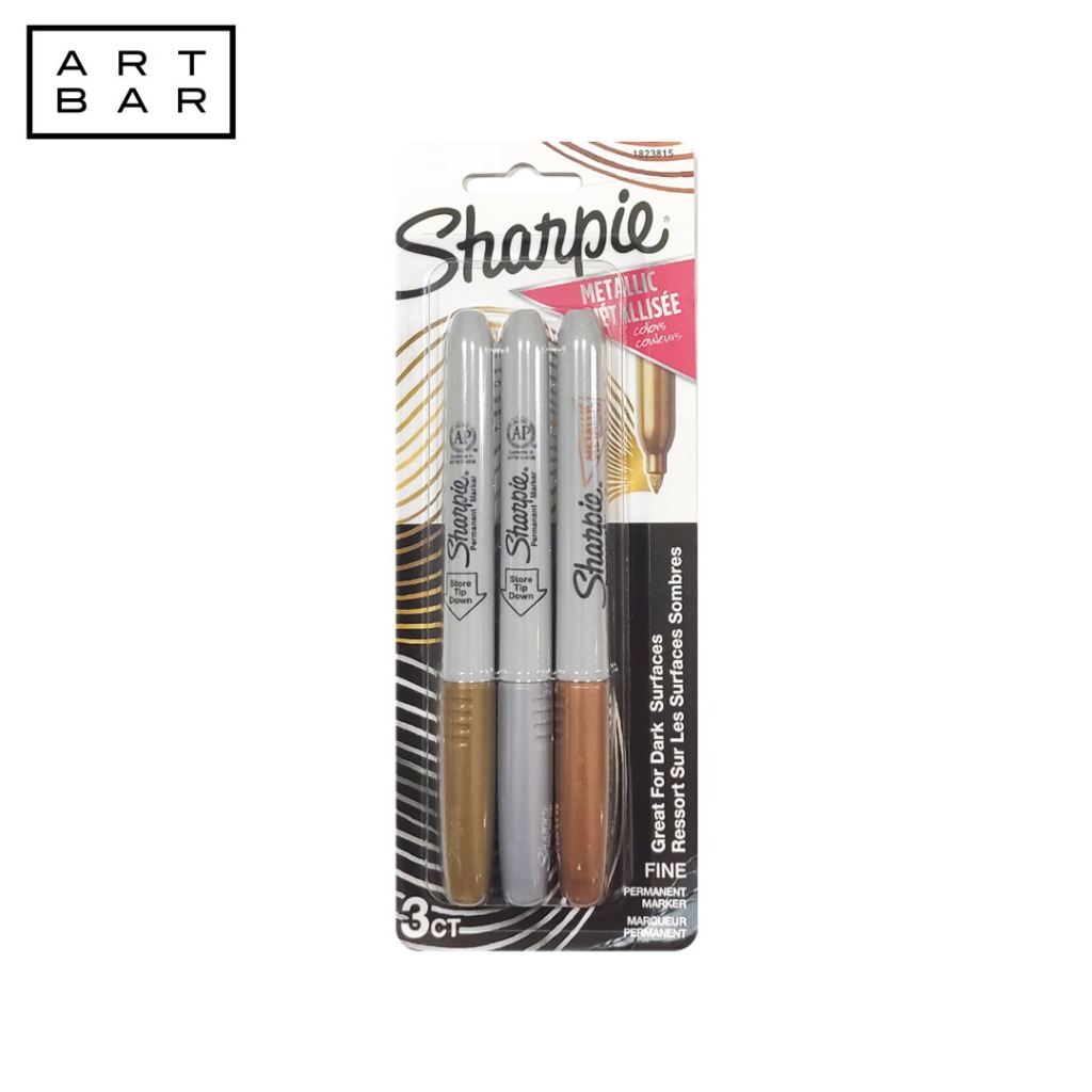 Sharpie Permanent Marker Gold/Silver/Bronze 3s Metallic - Art Bar ...