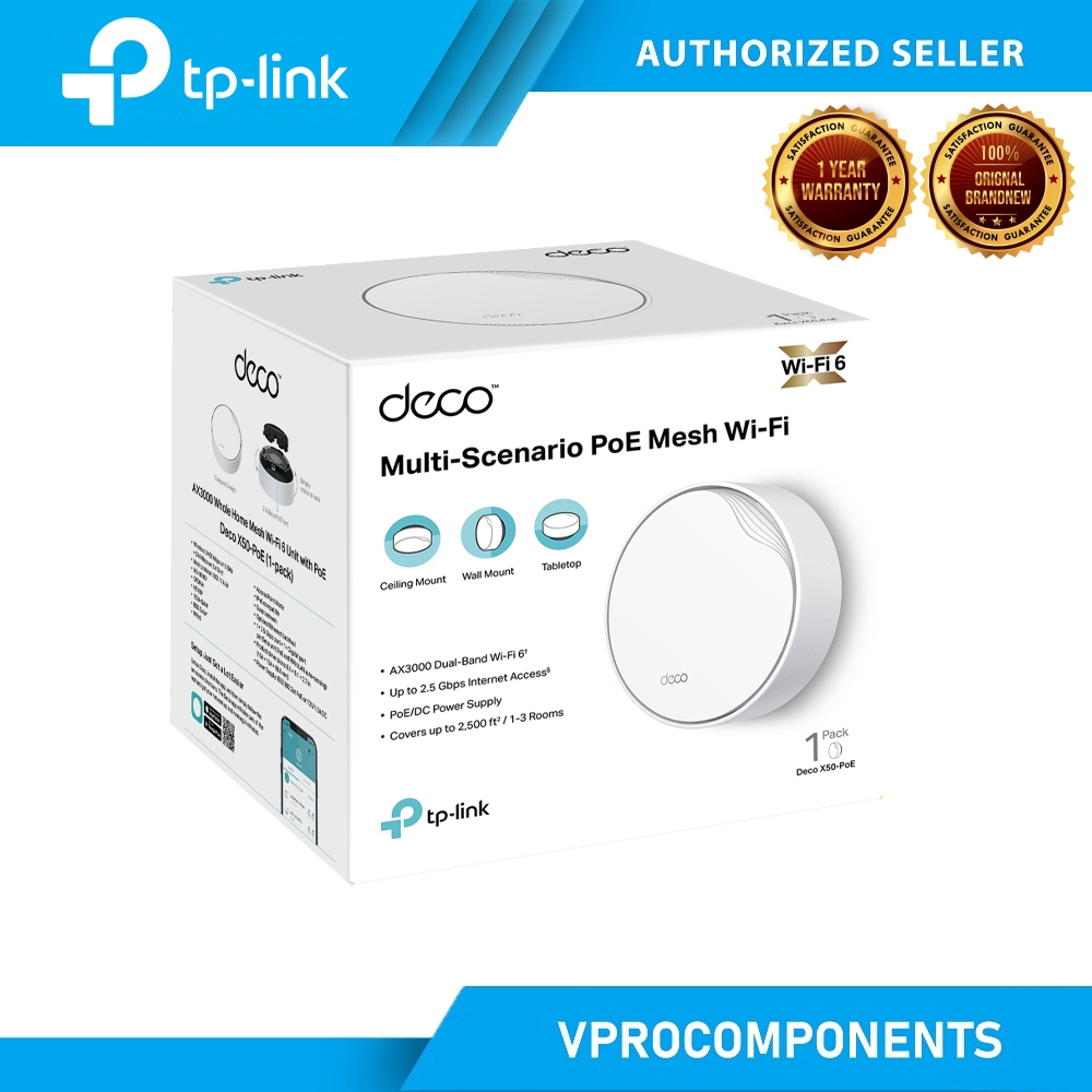 TP-Link | Deco X50-PoE | Dual Band | AX3000 | AI | Home Mesh | Wi-Fi 6 ...