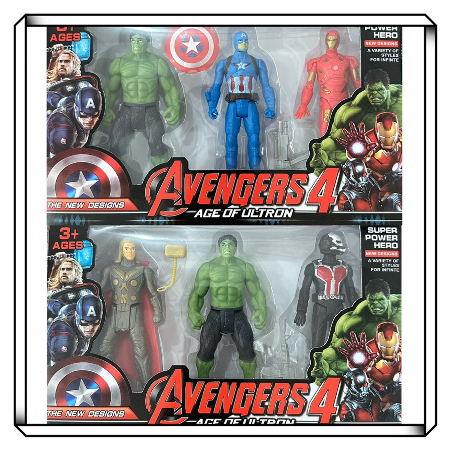Avengers set of 3pcs/box Spiderman Captain America Hulk TOYS | Shopee ...