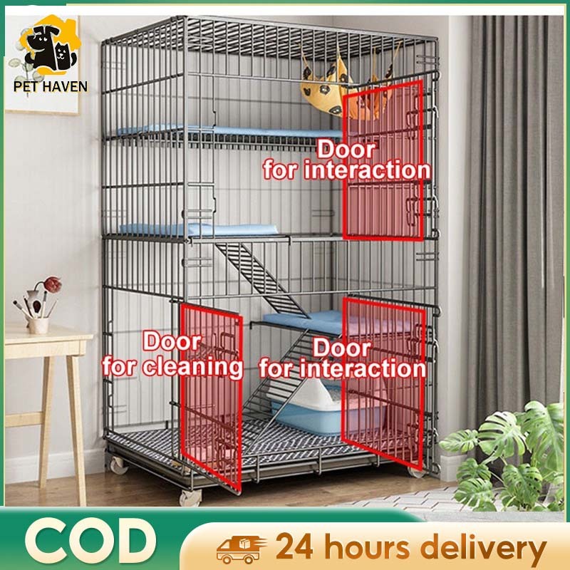 Foldable Cats Cage 3/4 Layers for Kitten Rabbit Puppy Cage with Wheel ...