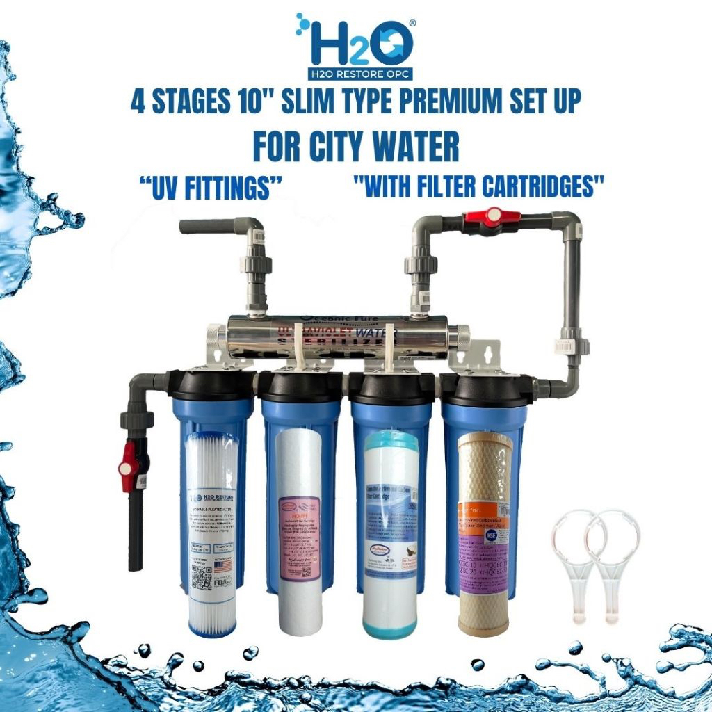 Water Filter 4 Stages 10" Slim Type Premium Set Up for City Water with ...