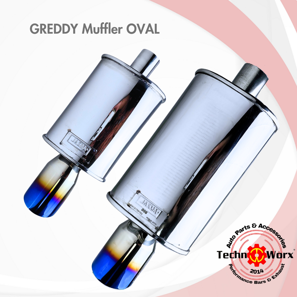 GREDDY Chambered Muffler OVAL Double wall Jumbo can Super Bassy Sound ...
