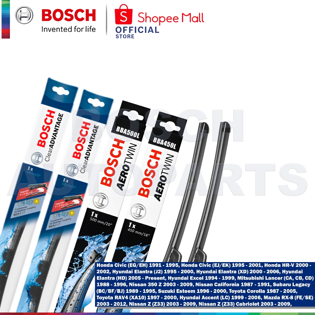 Bosch Wiper Blade Set for Honda Civic, HR-V, Elantra, Lander, 350Z ...