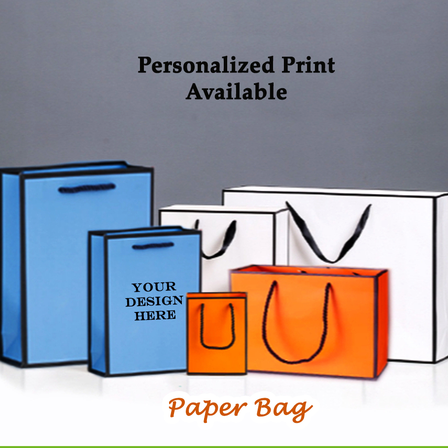1pc White Blue Paper Bag with Black Border Gift with handle Party ...