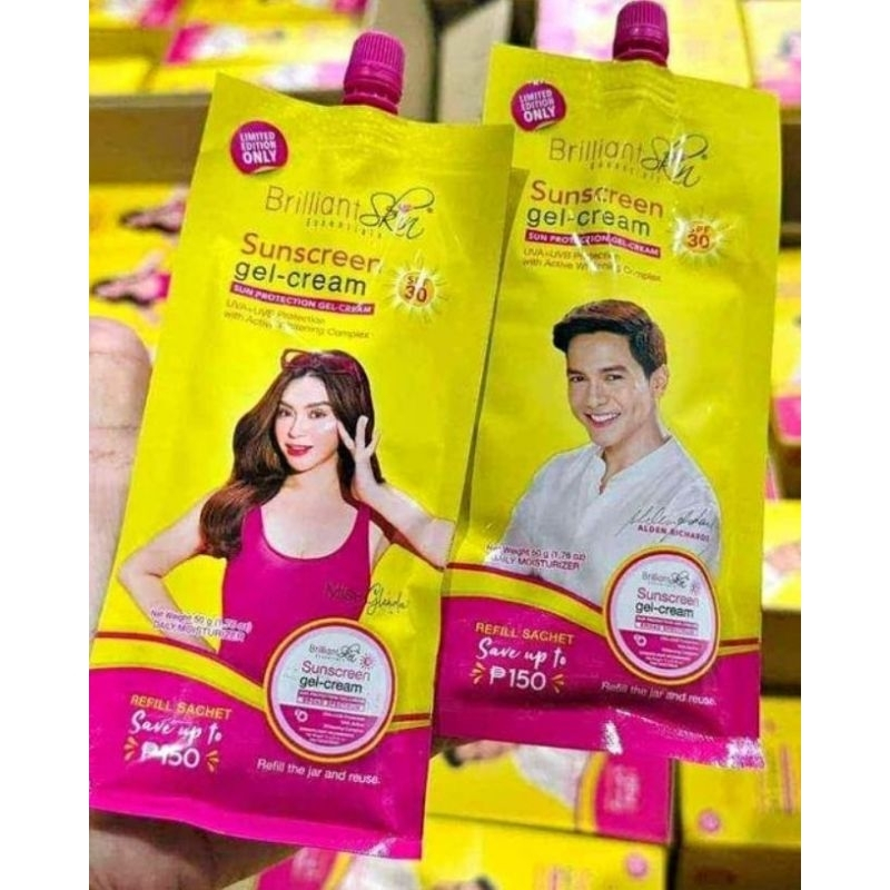 ORIGINAL‼ BRILLIANT SUNSCREEN CLASSIC & LIGHT PINK 50G SACHET | Shopee ...