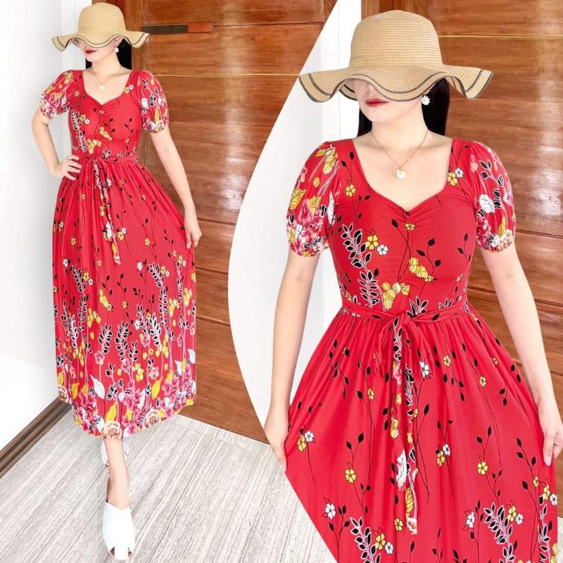 Ditsy Floral Maxi Dress V neck Fits Medium to Large body frame | Shopee ...