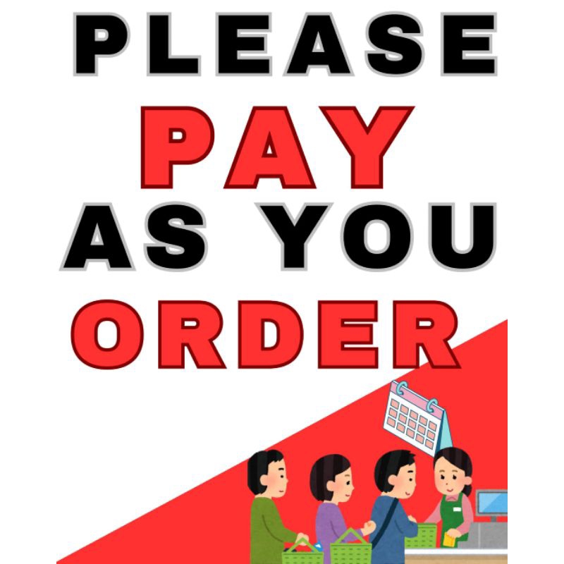 Pay as You Order Signage A4 Size Laminated | Shopee Philippines