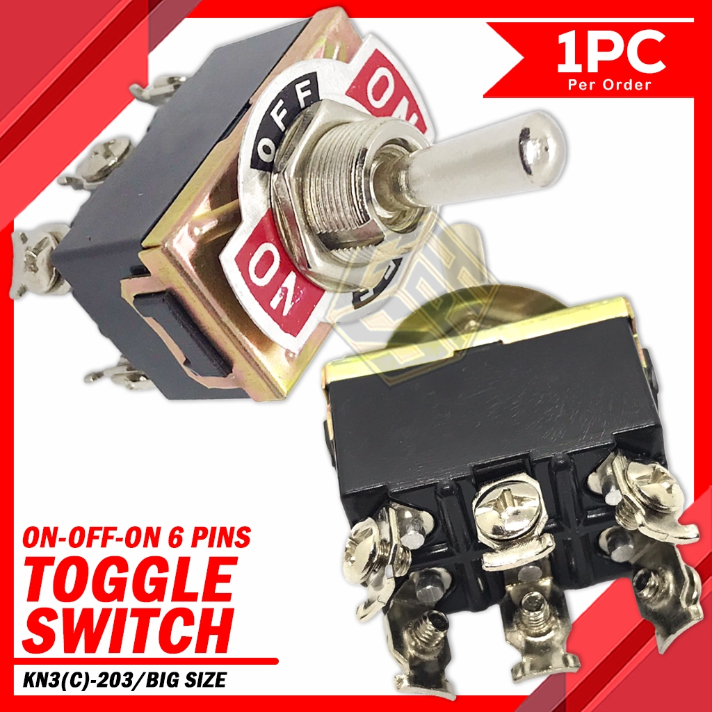 Toggle Switch 6 Pins ON-ON With Center OFF Heavy Duty | Shopee Philippines