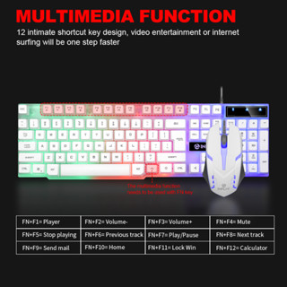 Inplay STX200 Keyboard Mouse Set Rainbow RGB Suspended Backlit Gaming ...